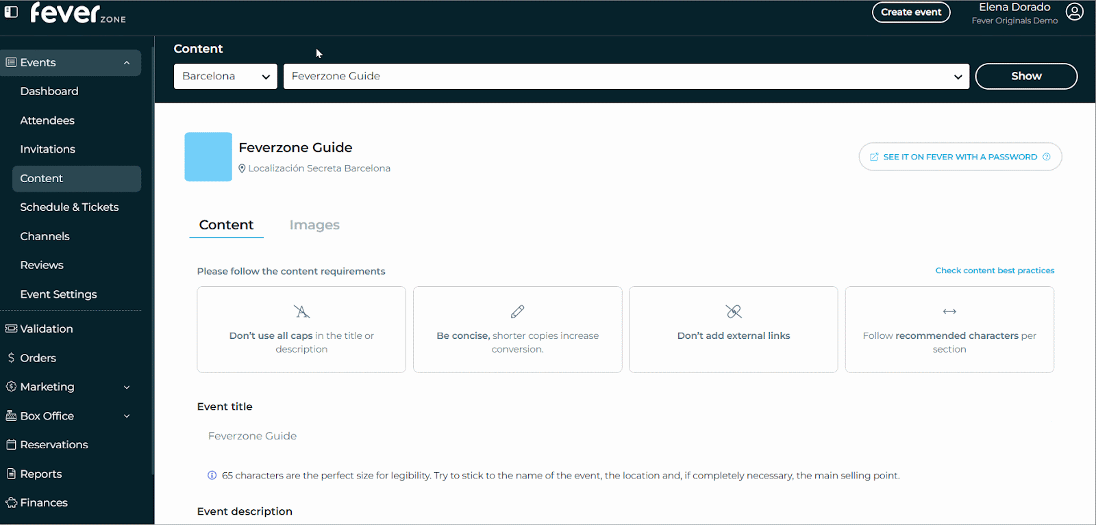 How to edit content & images – Fever | EN